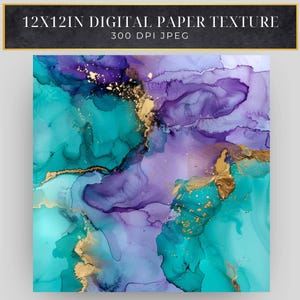 Alcohol Ink Digital Paper Bundle-purple & Teal Texture Clipart-jpeg ...