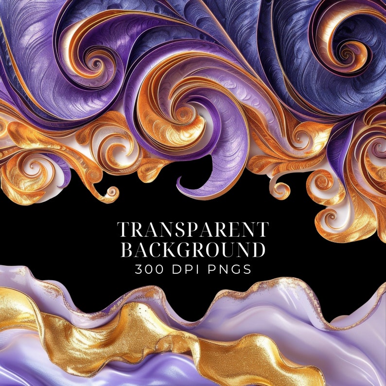 Purple & Gold Glitter Border Clipart Texture 300DPI Transparent ...