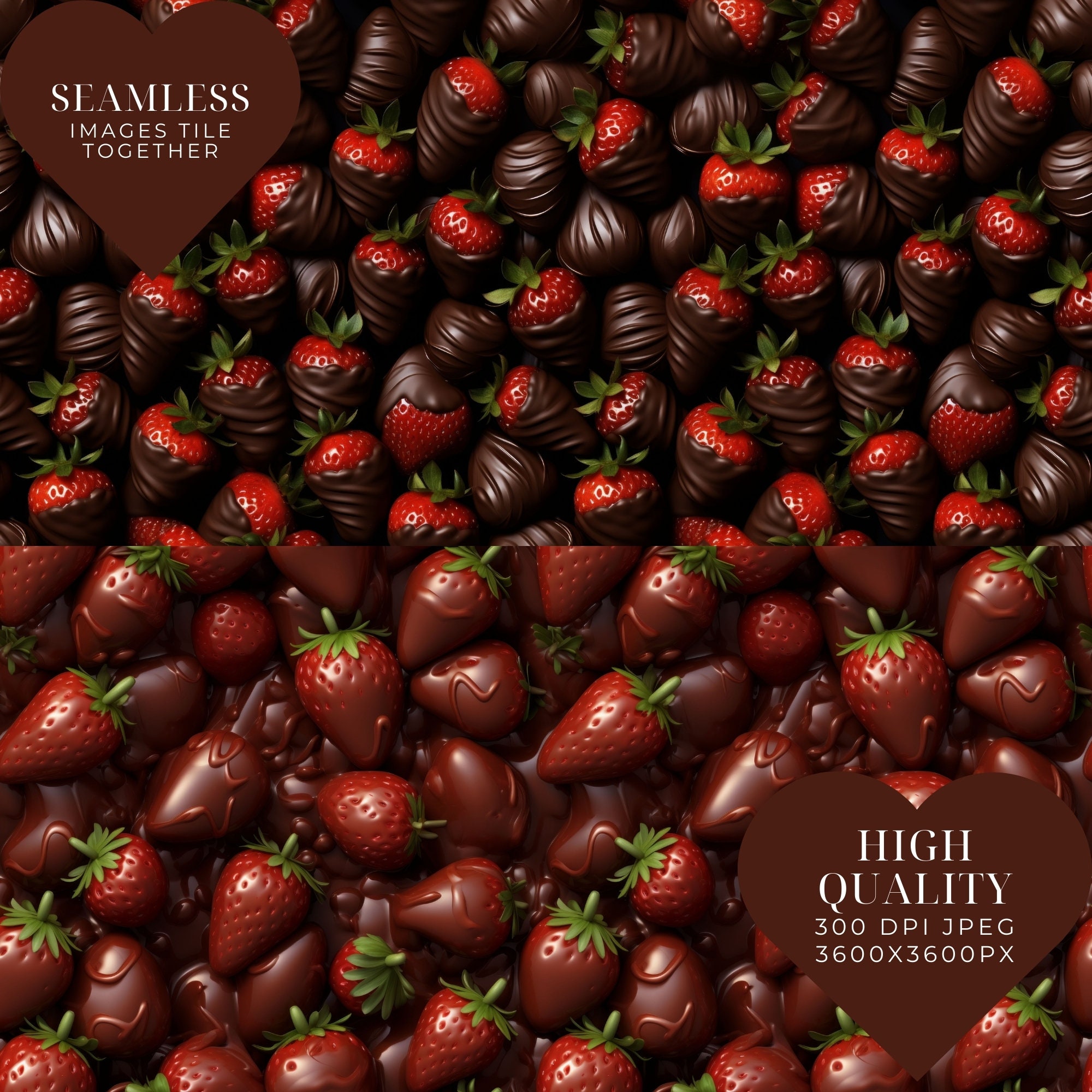 Strawberry Digital Paper Seamless Pattern Clipart, Chocolate ...
