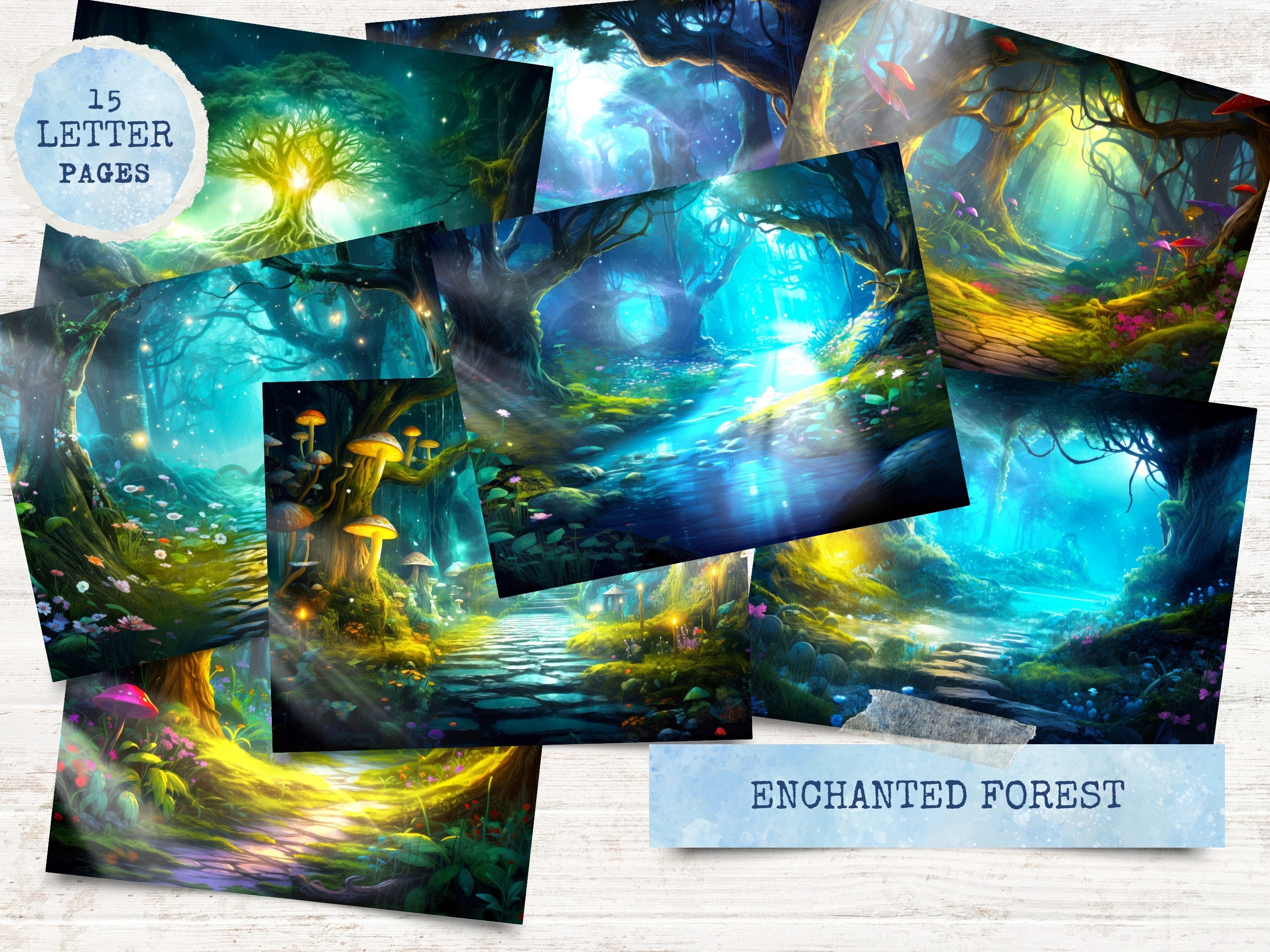 Enchanted Forest Digital Paper Clipart-commercial Use-us Letter Size ...