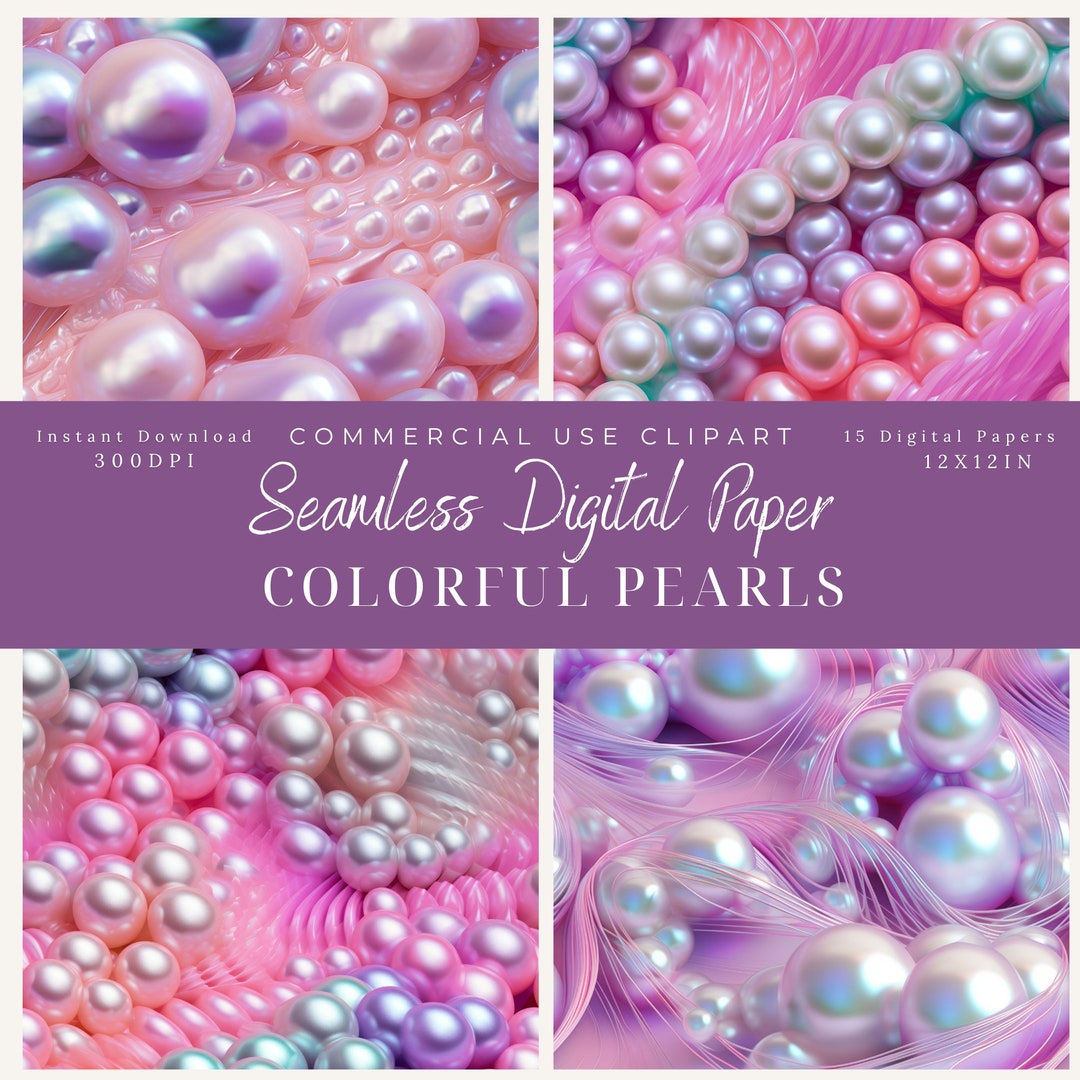 Iridescent Pink Pearl Patterns Seamless Digital Paper Clipart ...
