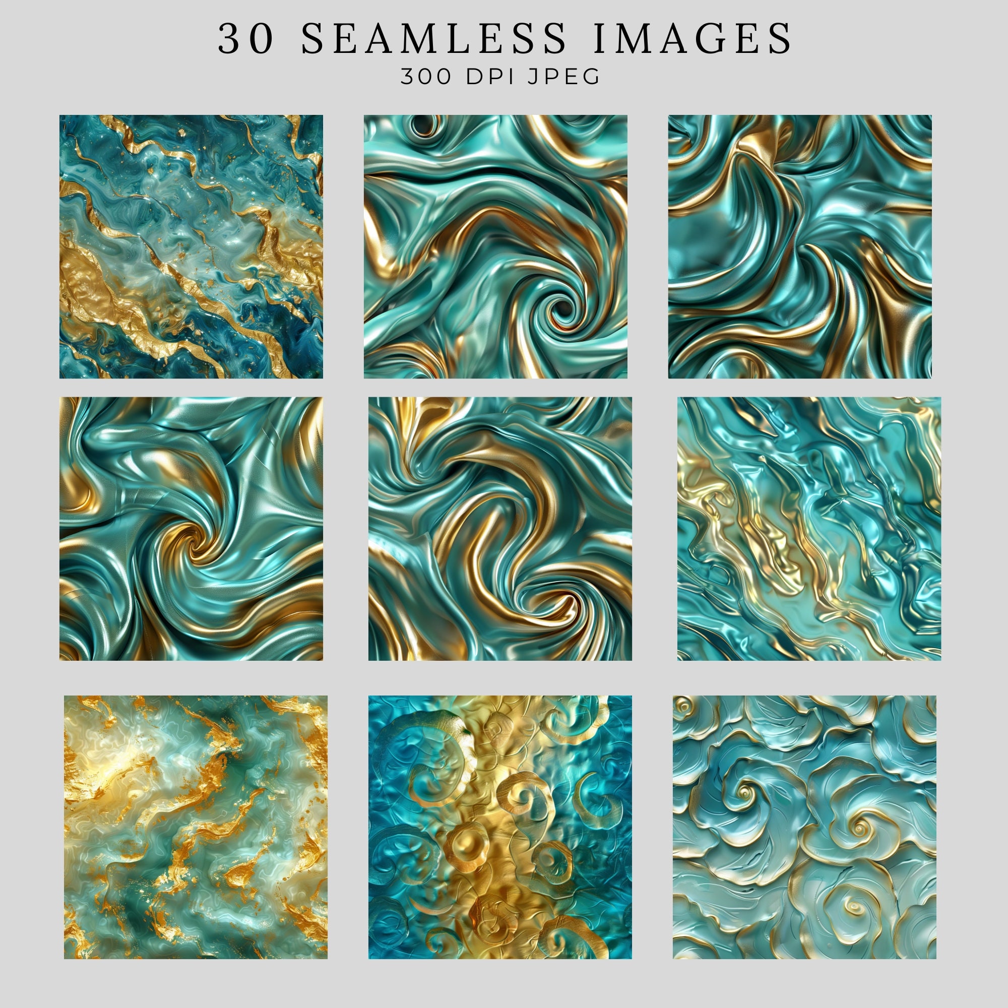 Teal & Gold Foil Seamless Digital Paper Patterns-commercial Use ...