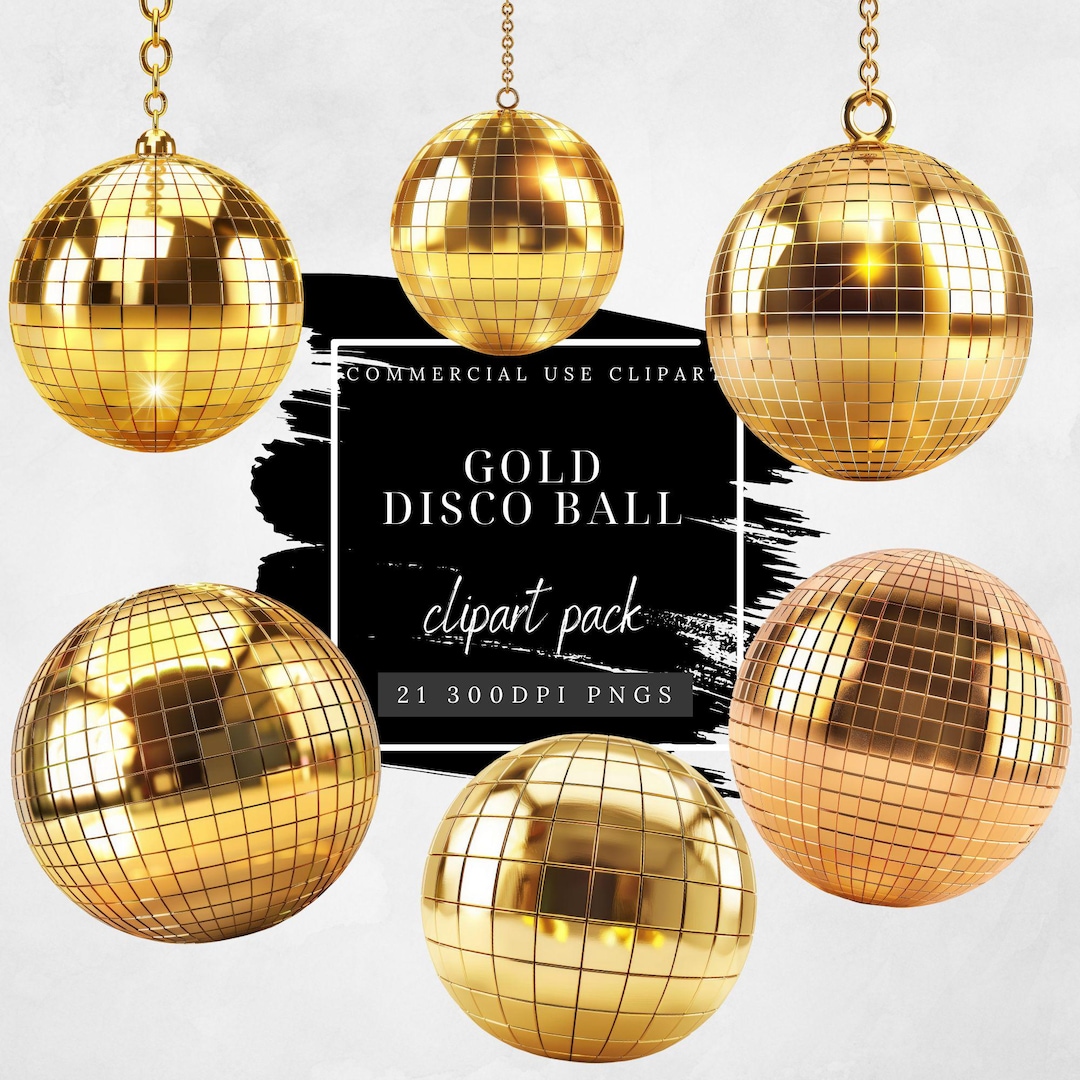 Gold Disco Ball Clipart: Retro 70s PNG Graphics (digital Download) - Etsy