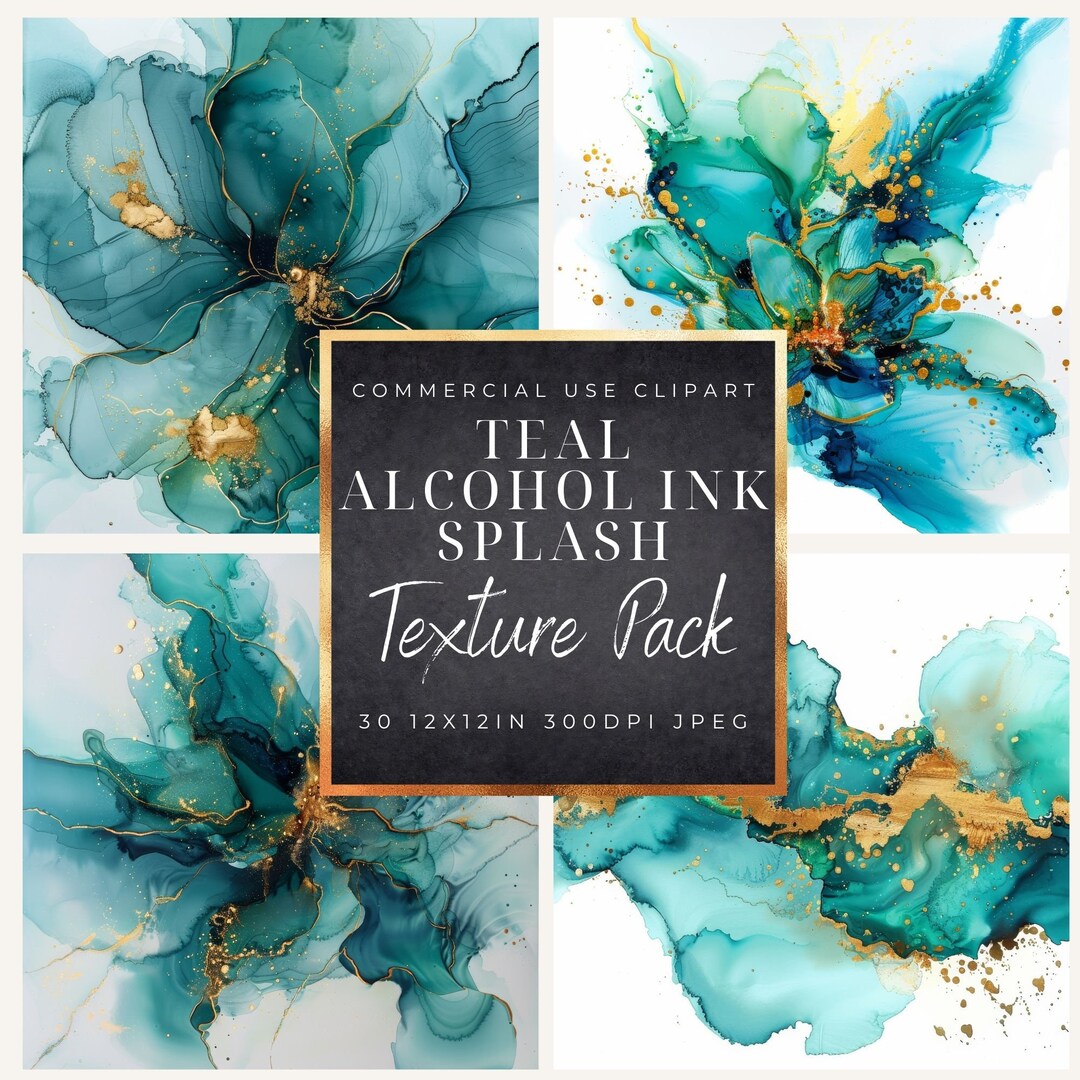 Teal, Blue, Green Alcohol Ink Splash Texture Digital Paper Clipart-jpeg ...