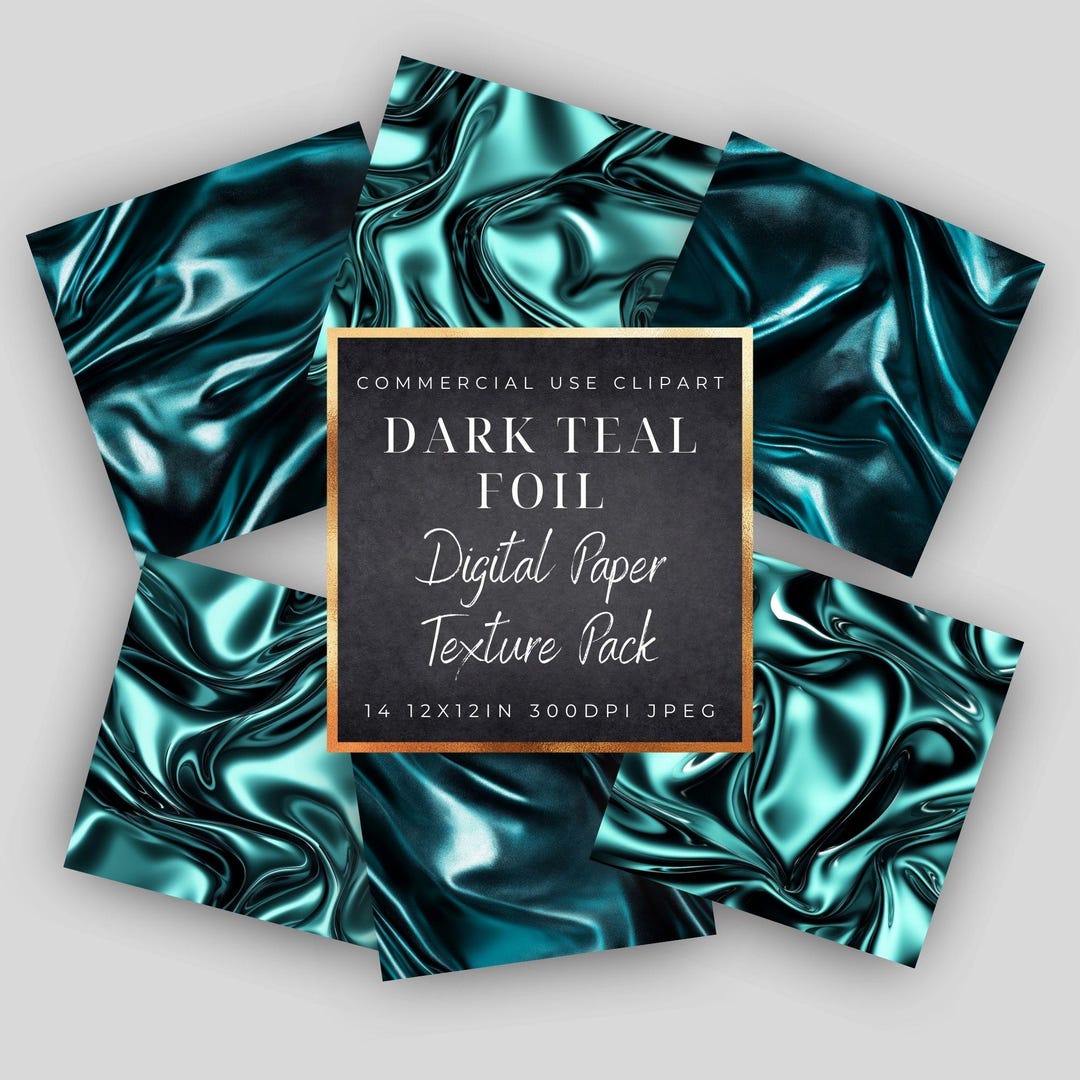Dark Teal Foil Texture Digital Paper: 12x12 Scrapbook Backgrounds ...
