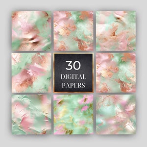 Sage and Pink Digital Papers Seamless-metallic Marble Textures ...