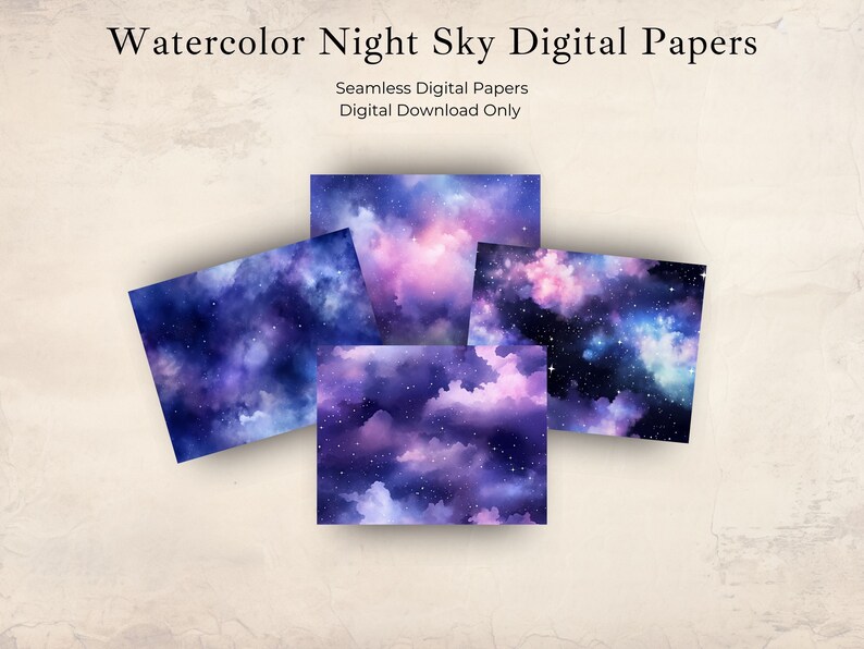 Stary Night Sky Seamless Digital Paper Clipart-galaxy Stars Pattern ...