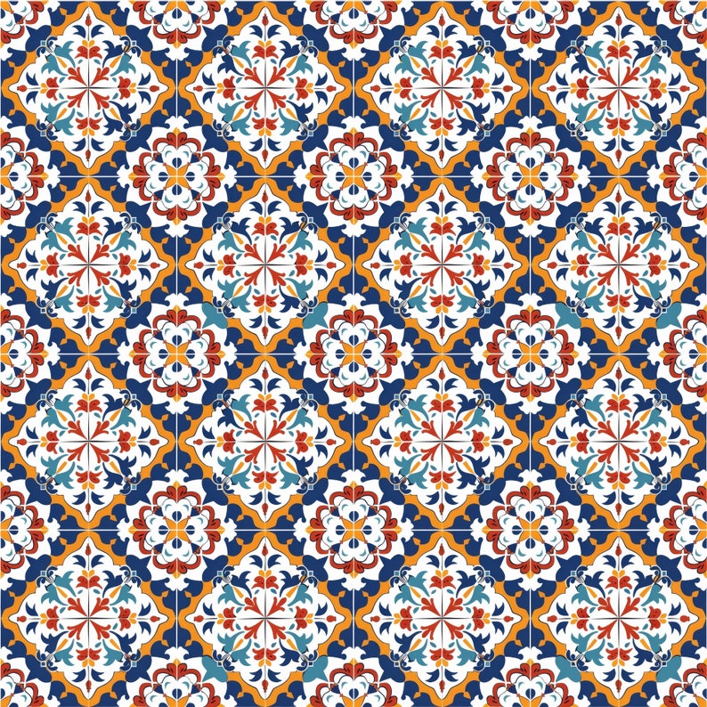 Mexican Tile Digital Paper: Seamless Floral Patterns (commercial Use ...