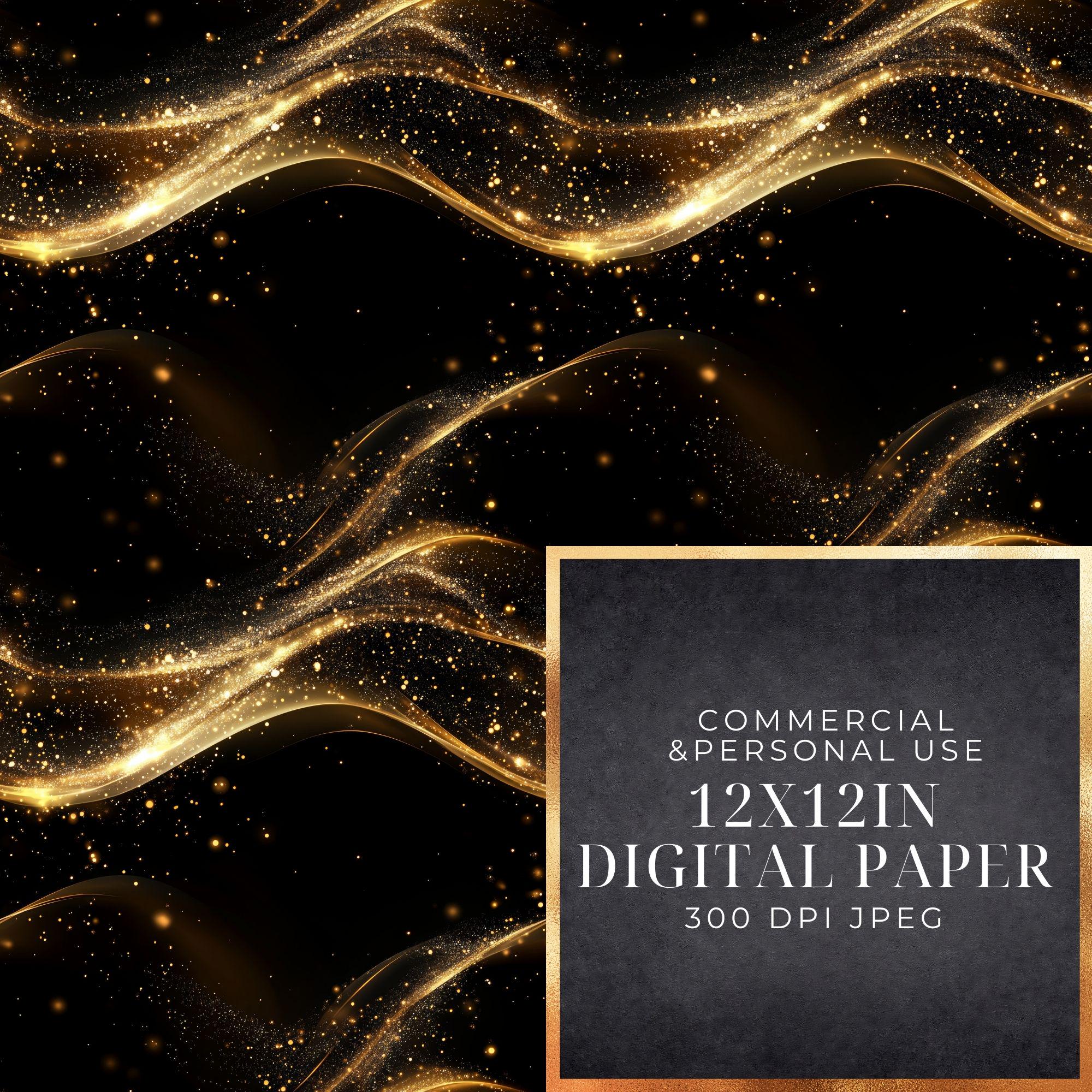 Gold Sparkle Seamless Digital Paper-black & Gold Glitter-jpeg Images ...