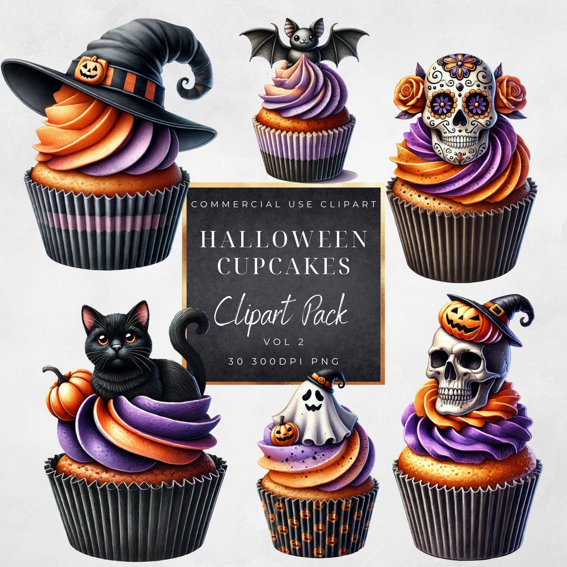 Halloween Cupcakes Clipart-dessert-treats-trick or Treat-spooky ...