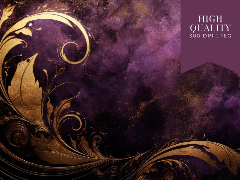 Purple & Gold Digital Paper Clipart-commercial Use-a4 Size-scrapbook ...