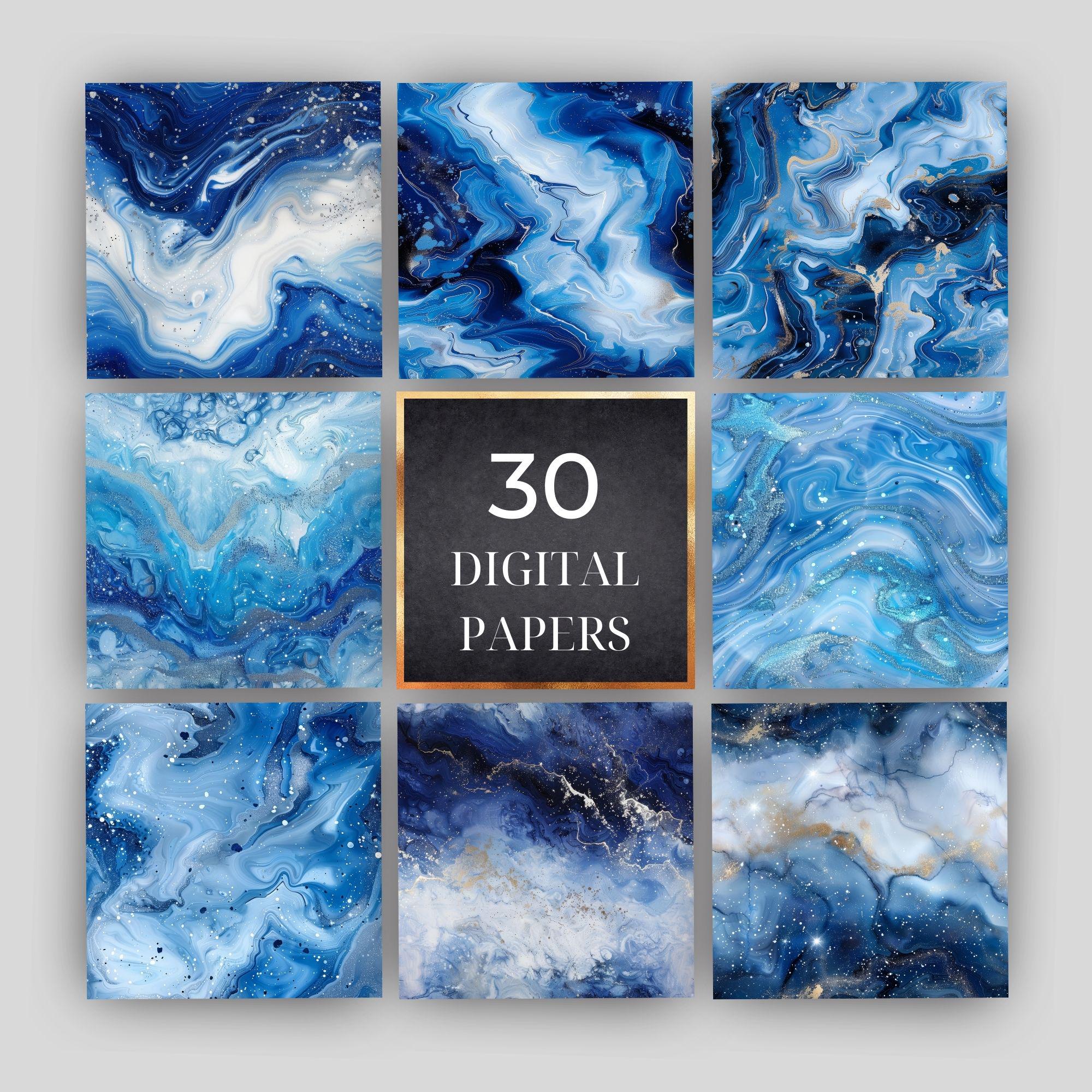 Blue Marble Digital Paper Clipart-seamless Tiles-commercial Use ...