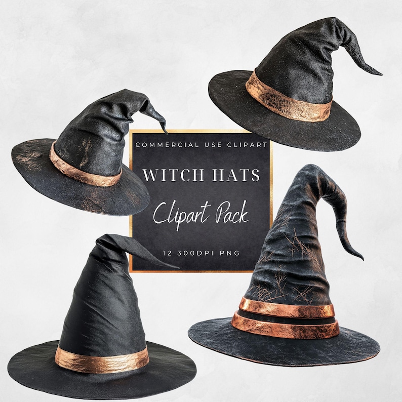 Halloween Witch Hat Clipart- Black Hat-spooky-magic School Hat- Png ...