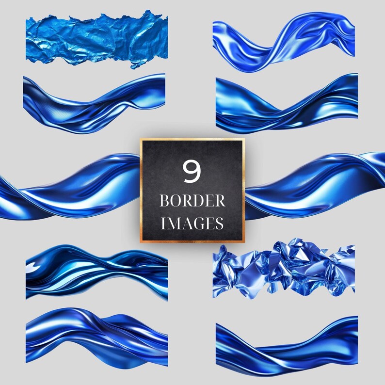 Sapphire Blue Foil Border Clipart: Glam Edge Texture (PNG Digital ...
