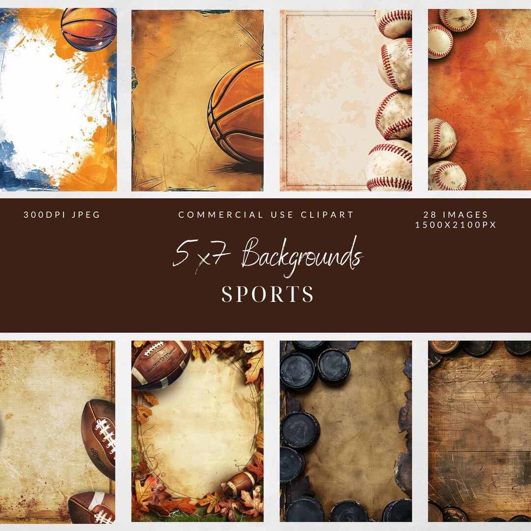 5x7 Sports Background Frame Clipart, Digital Backgrounds, Basketball ...
