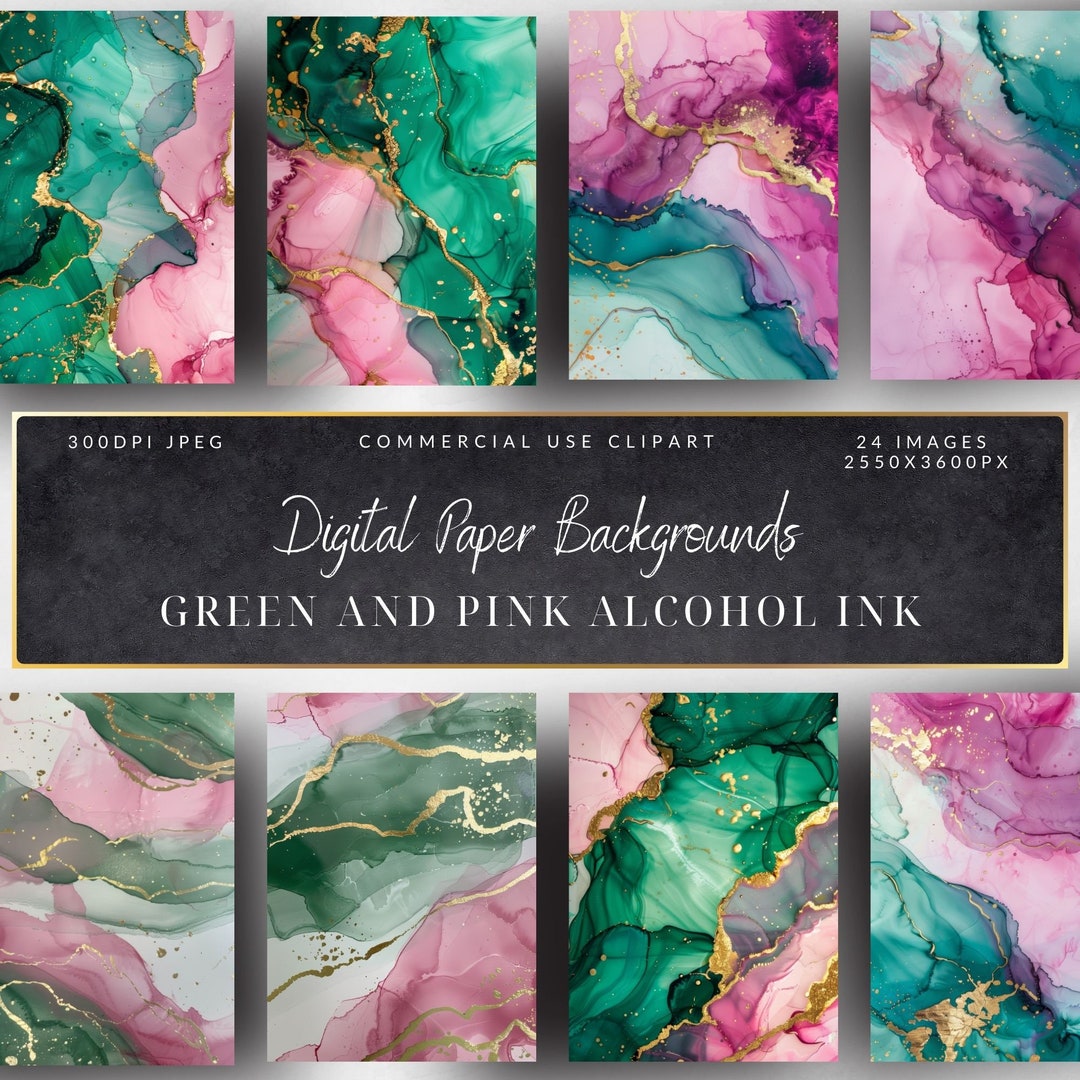 Green and Pink Digital Papers-backgrounds-paper Craft Supplies ...