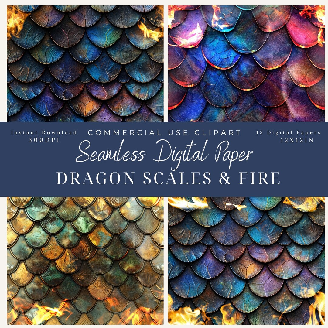 Dragon Scales Digital Paper: Iridescent Fire Texture Clipart ...