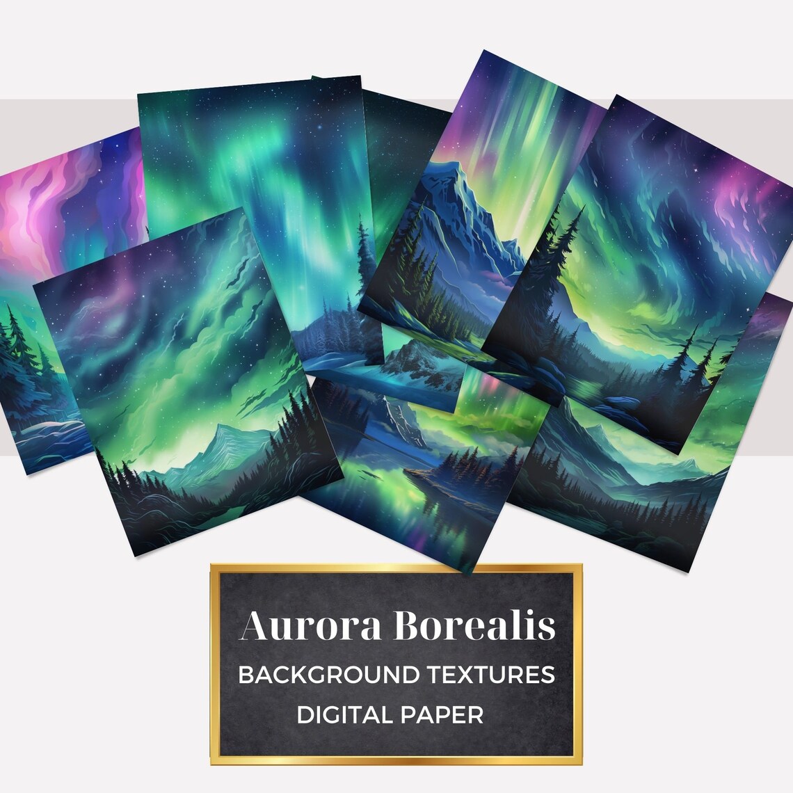 Northern Lights Digital Paper Clipart-backgrounds-paper Craft Supplies ...