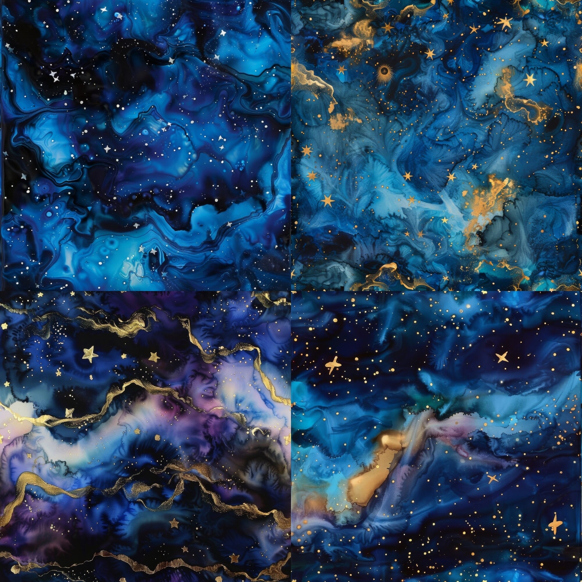 Blue Celestial Stary Night Sky Alcohol Ink Texture Clipart-digital ...