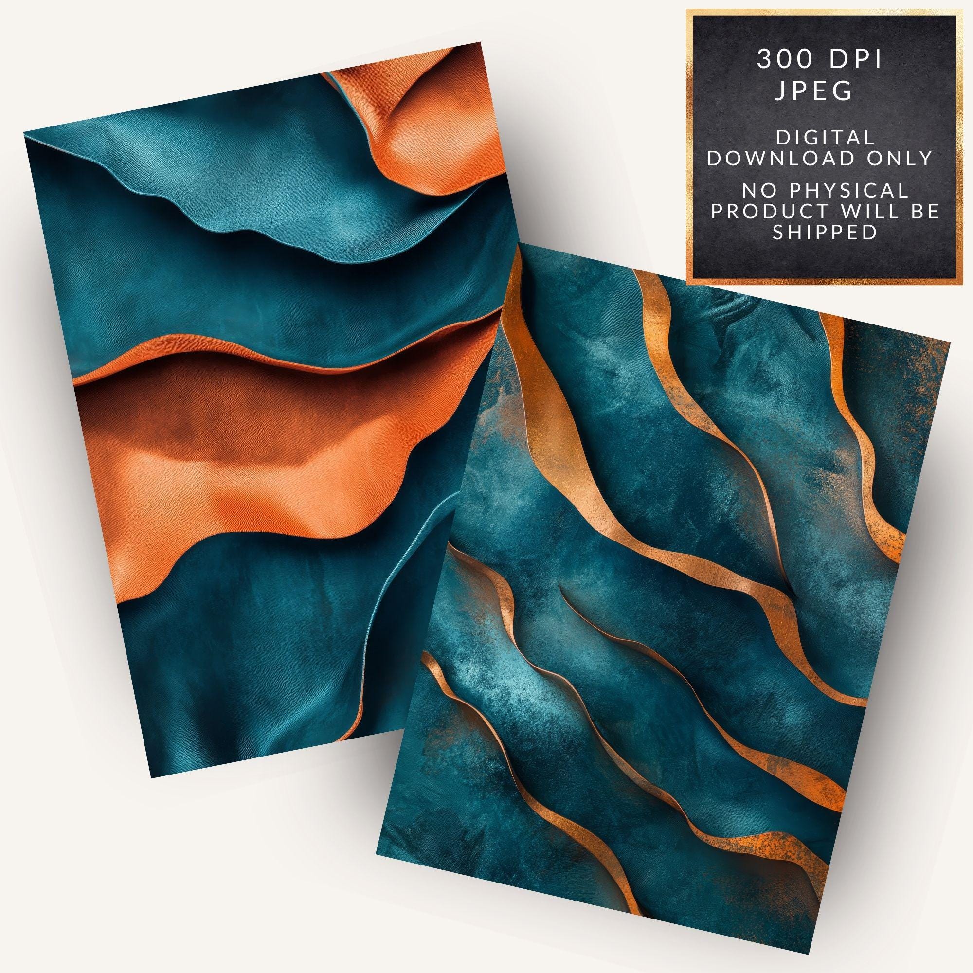 Teal & Burnt Orange Digital Paper Clipart-backgrounds-paper Craft ...