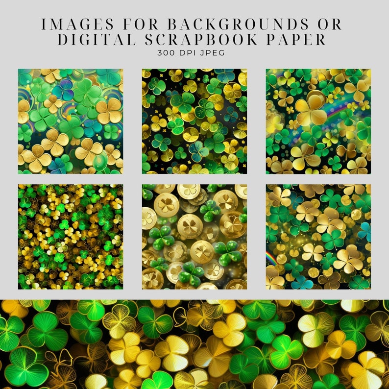 St. Patrick's Day Shamrock Digital Paper Clipart-background Art ...