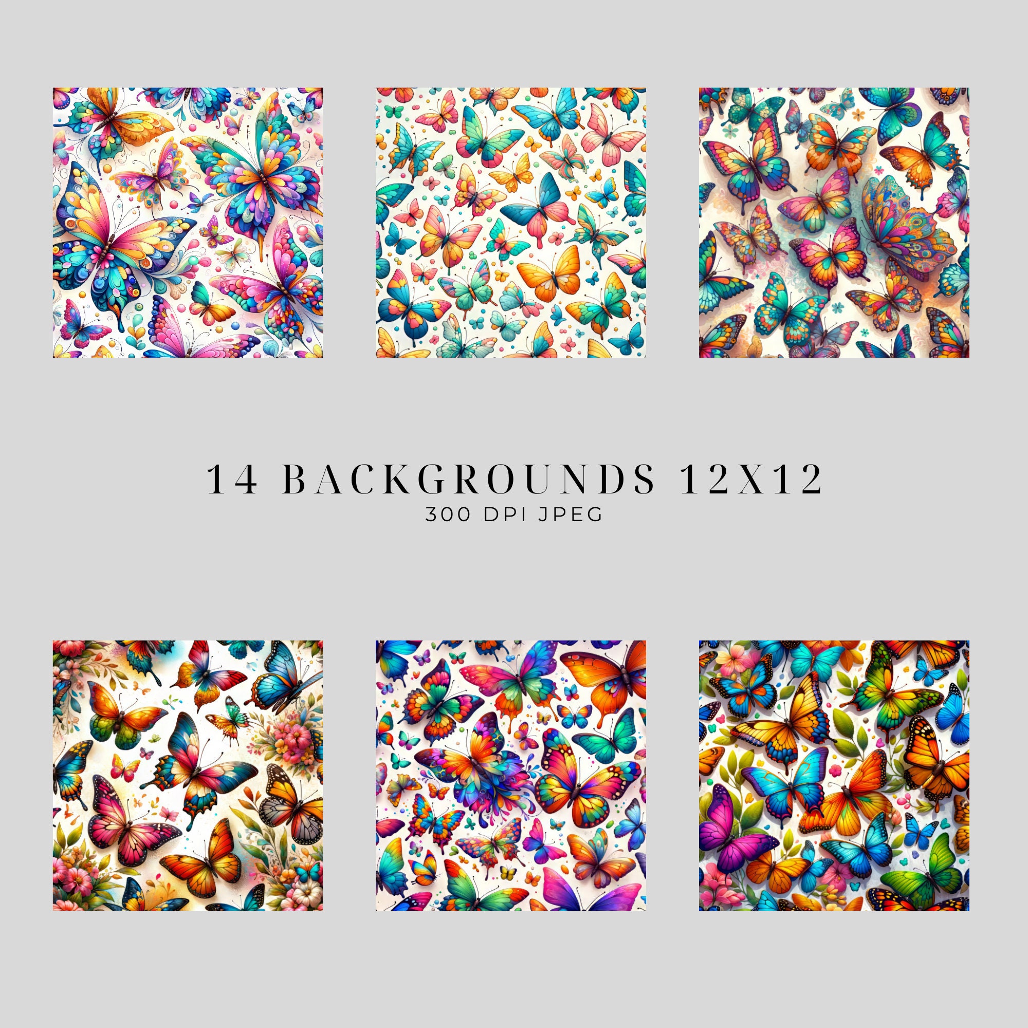 Watercolor Butterfly Garden Digital Paper-spring Background Clipart ...