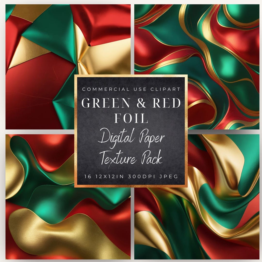 Red & Green Marble Foil Texture Digital Paper Clipart-jpeg-commercial ...