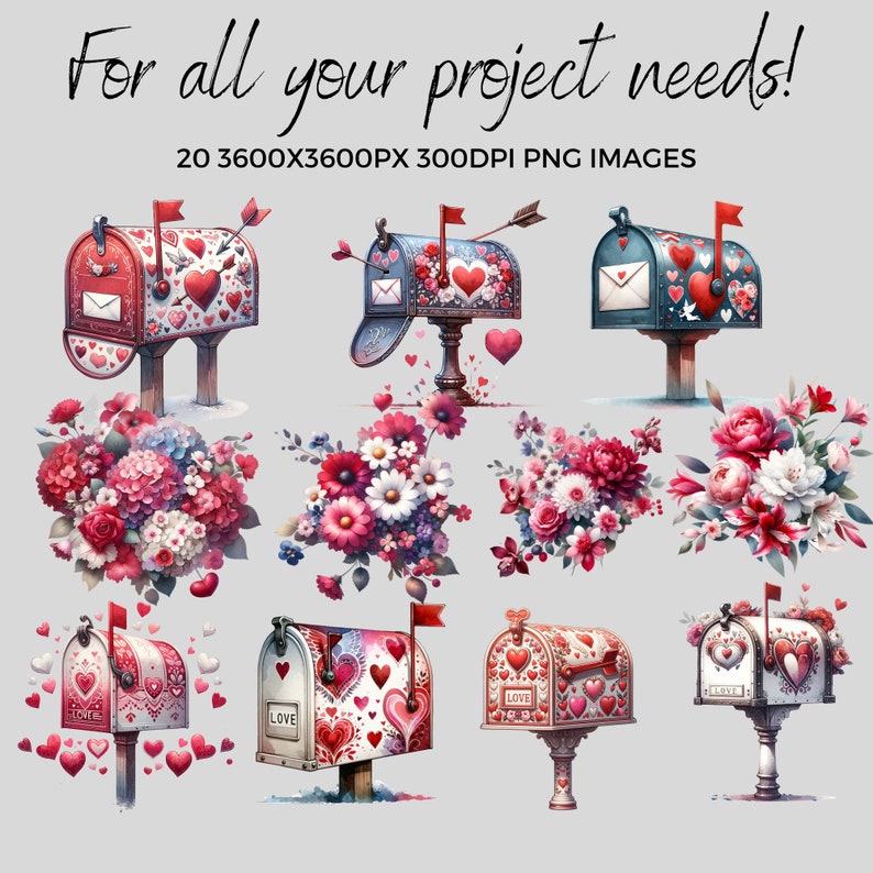 Watercolor Valentines Mailbox Clipart mailboxes, Stationary Scenes ...