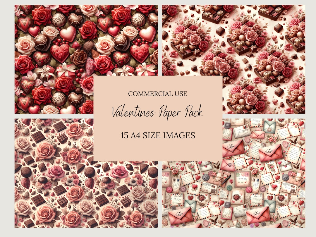 Valentine's Clipart-chocolate and Flowers-love Letters-floral Patterns ...