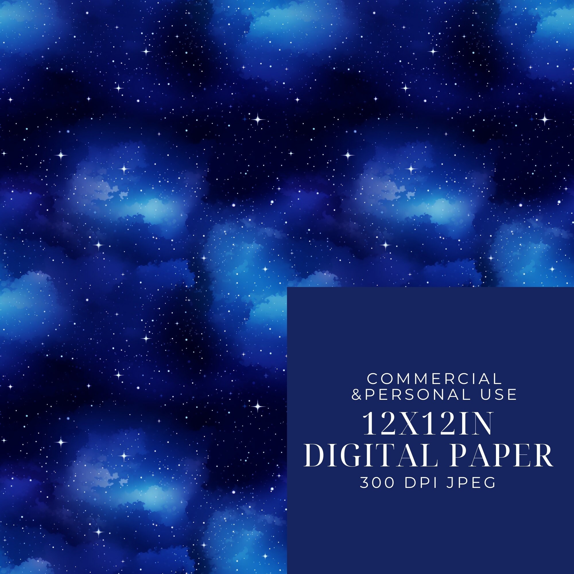 Stary Night Sky Seamless Digital Paper Clipart-galaxy Stars Pattern ...
