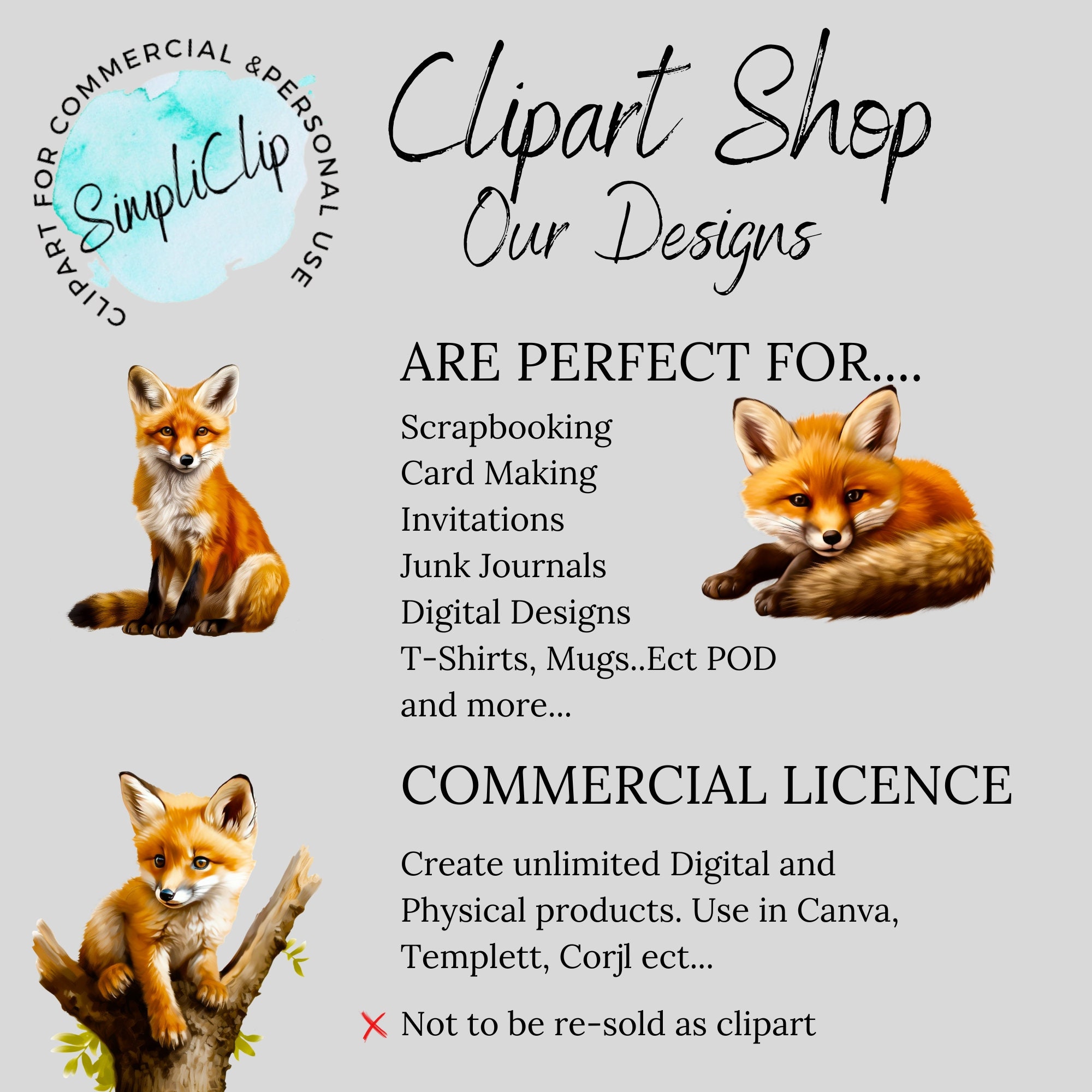 Digital Fox Clipart-cute Baby Foxes Woodland Animal-baby Shower, Cute ...