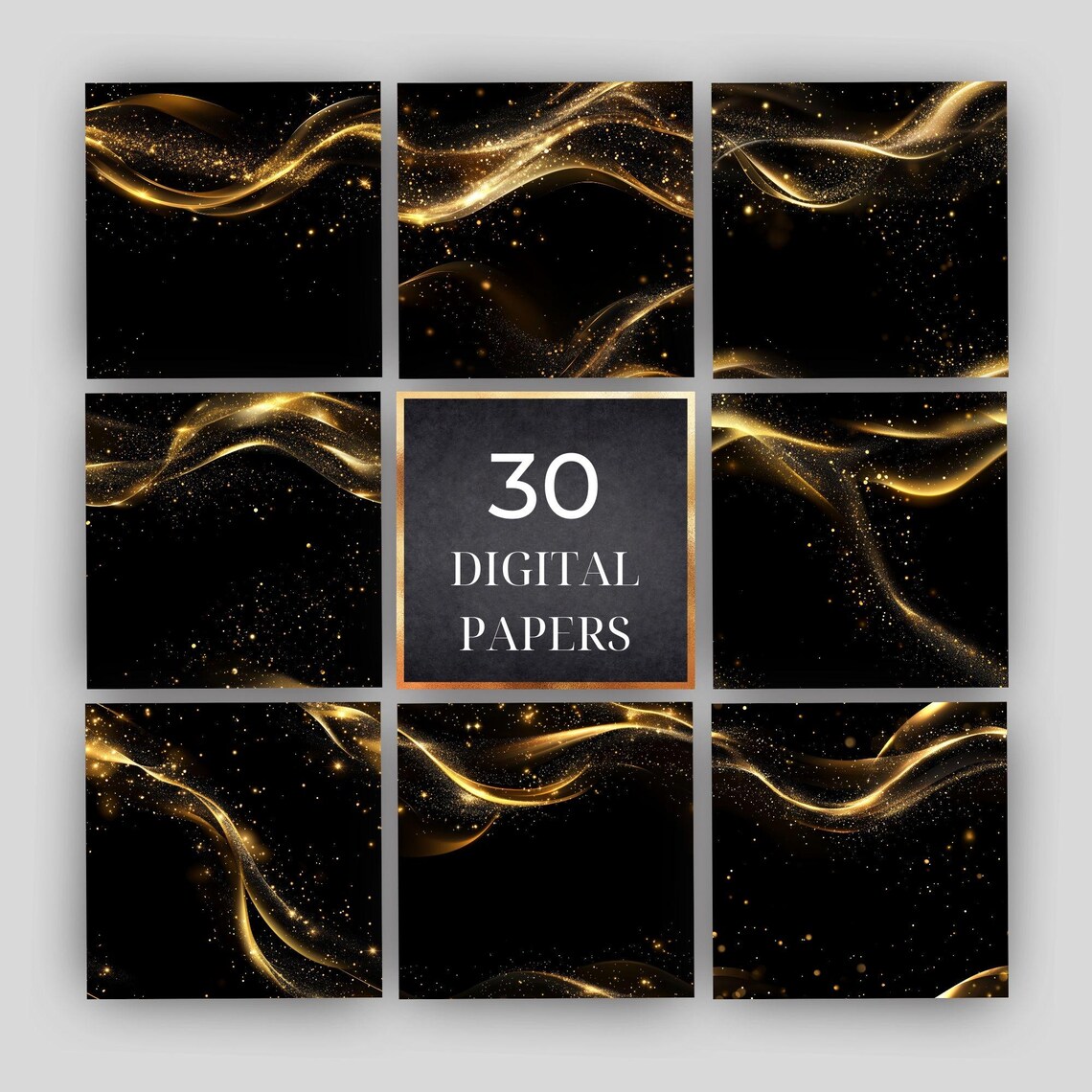 Gold Sparkle Seamless Digital Paper-black & Gold Glitter-jpeg Images ...