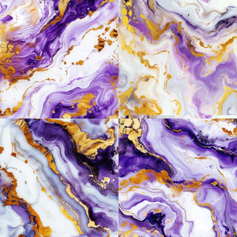 Purple and Gold Marble Digital Paper Texture Background Clipart ...