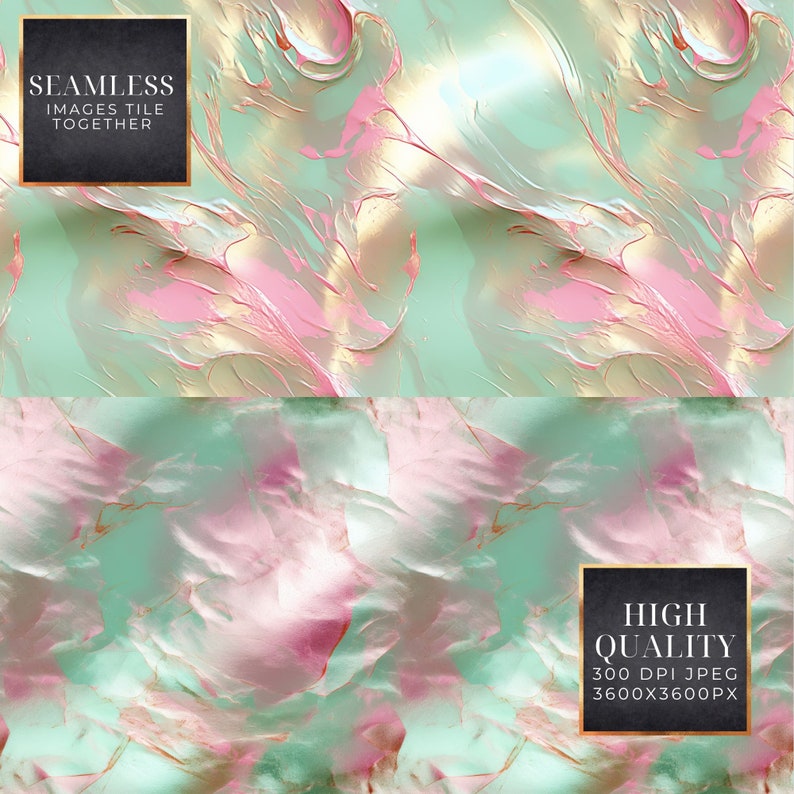 Sage and Pink Digital Papers Seamless-metallic Marble Textures ...