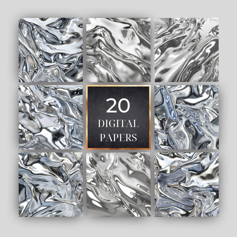 Silver Foil Digital Paper Texture Clipart-overlays commercial Use ...