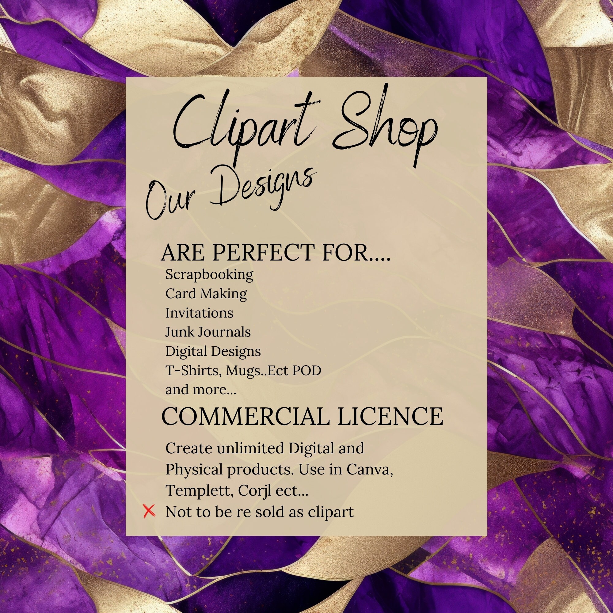 Purple & Gold Foil Texture Seamless Digital Paper Clipart-commercial ...