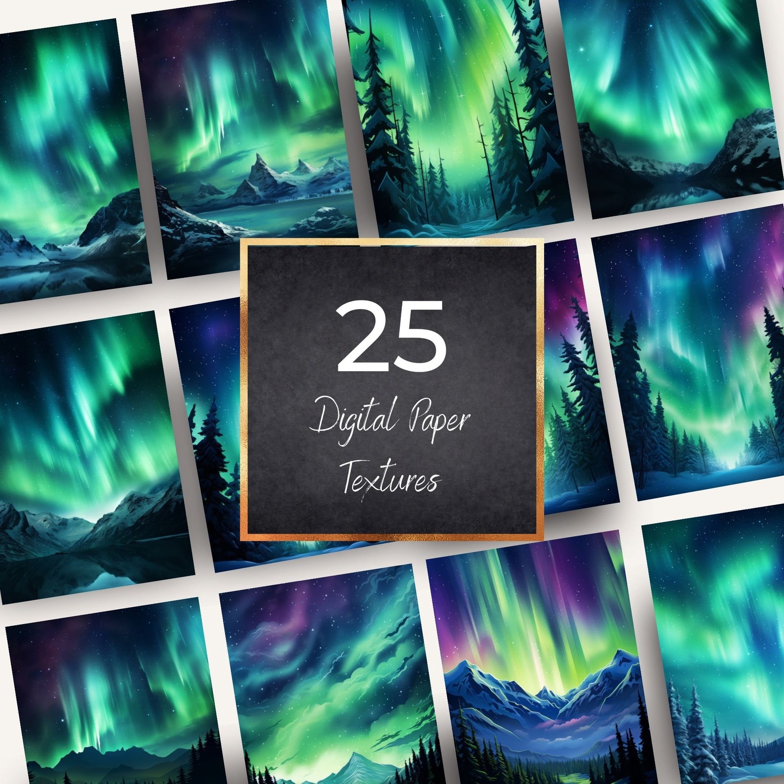 Northern Lights Digital Paper Clipart-backgrounds-paper Craft Supplies ...