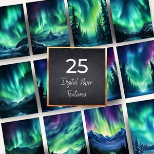 Northern Lights Digital Paper Clipart-backgrounds-paper Craft Supplies ...