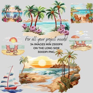 Summer Beach Embroidery Designs Clipart | Craft | Digital Download ...