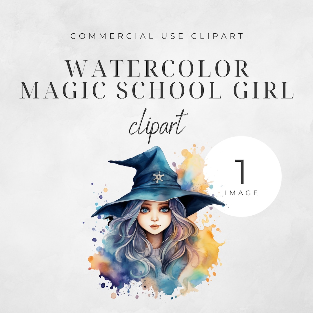 Watercolor Magic School Girl Witch Clipart-single Image-wizard School ...