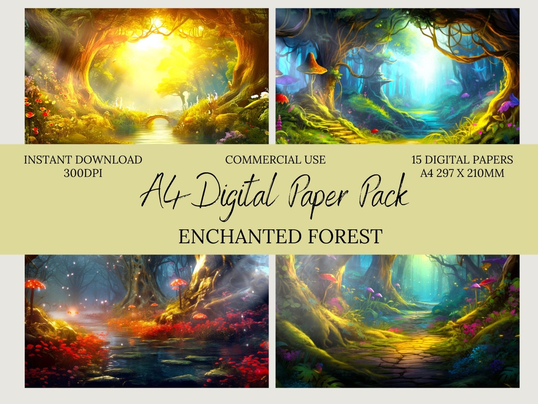 Enchanted Forest Digital Paper Clipart-commercial Use-a4 Size-scrapbook ...