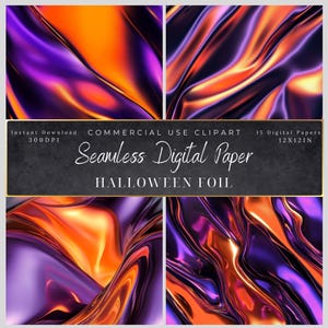Halloween Foil Seamless Digital Paper-orange Purple and Black Foil ...