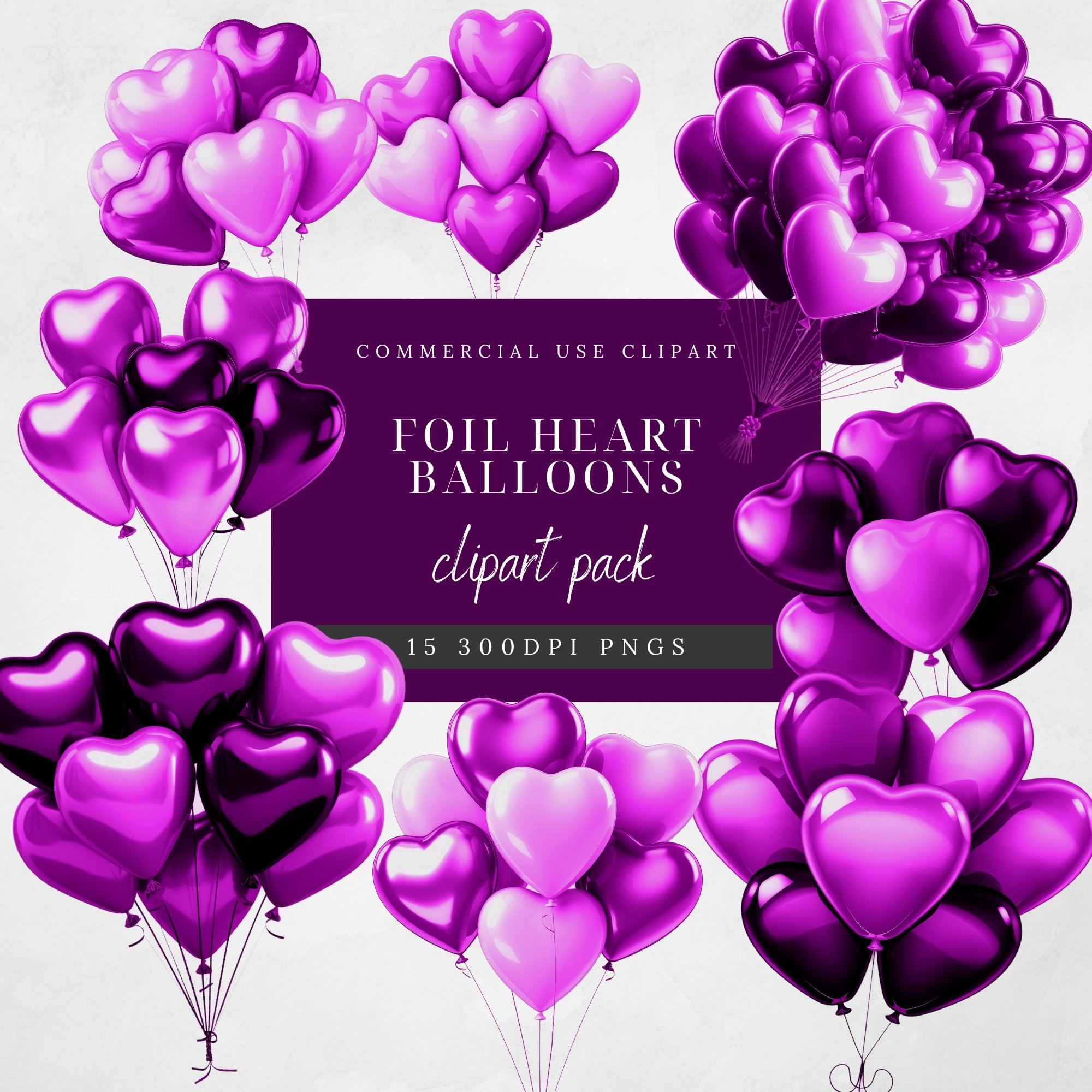 Heart Balloon Clipart Magenta-purple 300DPI Transparent Png-valentine's ...