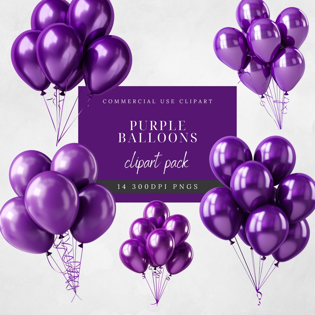 Purple Balloon Clipart- 300DPI Png-party Balloon Clip Art-invites ...