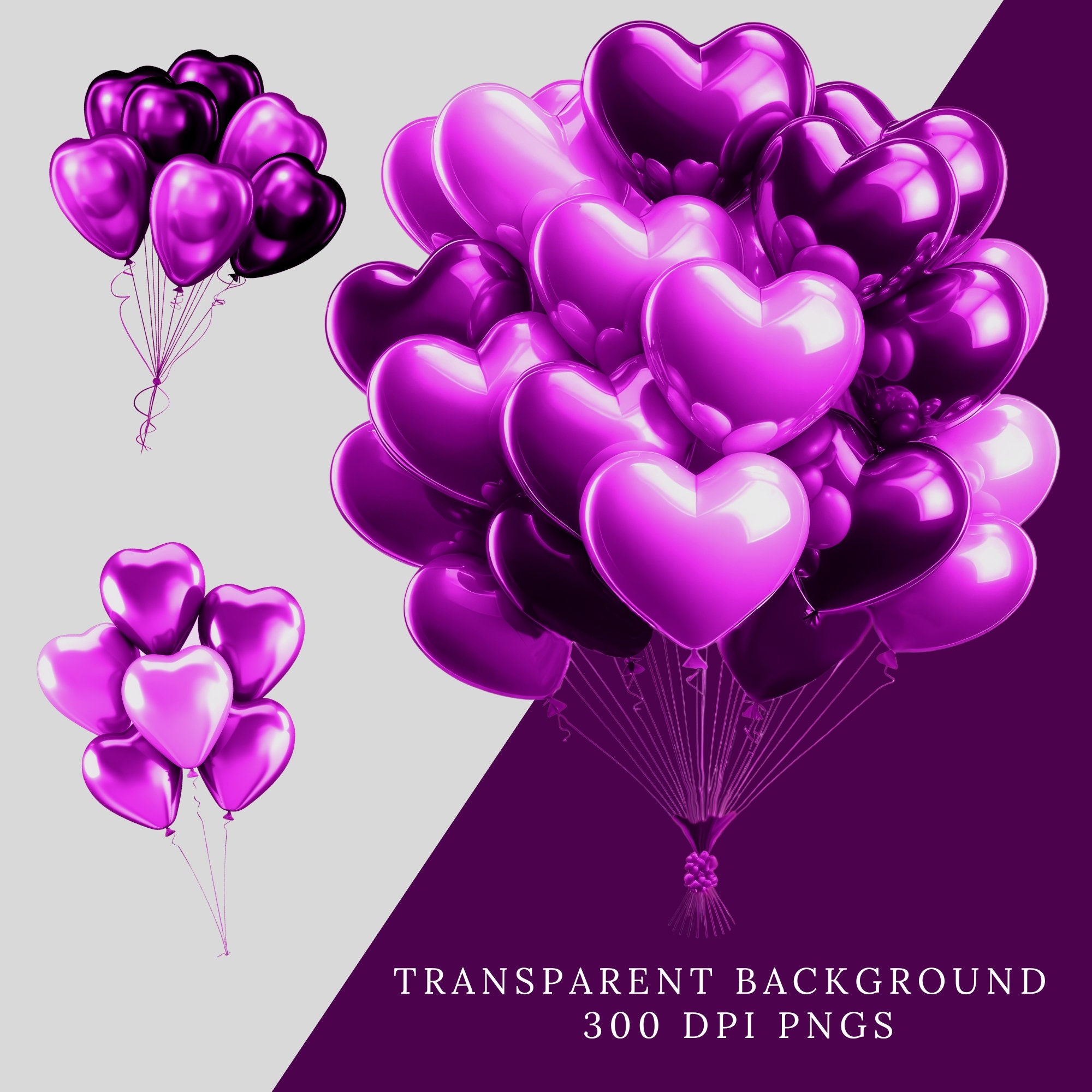 Heart Balloon Clipart Magenta-purple 300DPI Transparent Png-valentine's ...