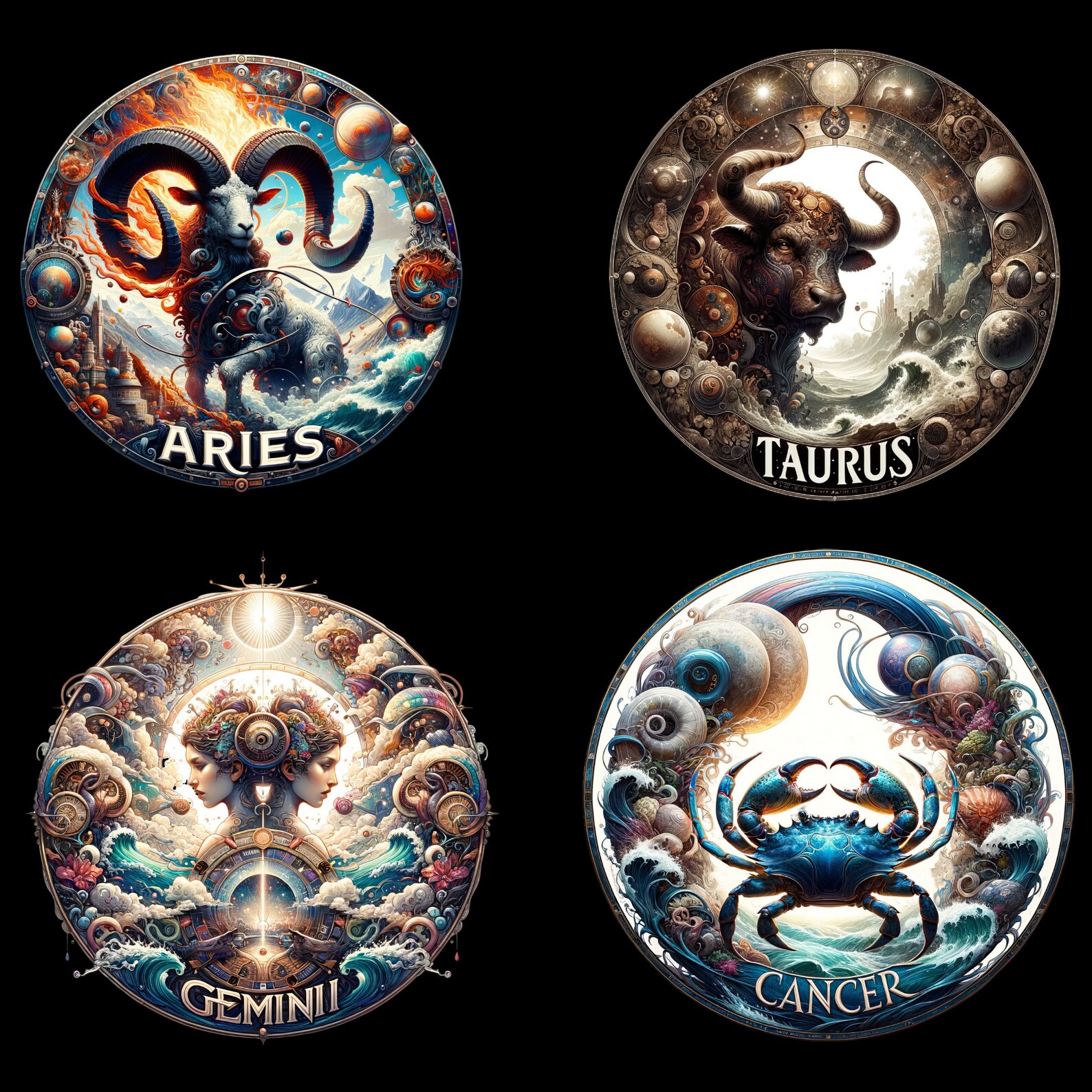 Zodiac Horoscope Sign Clipart Bundle Astrology Clipart and Celestial ...