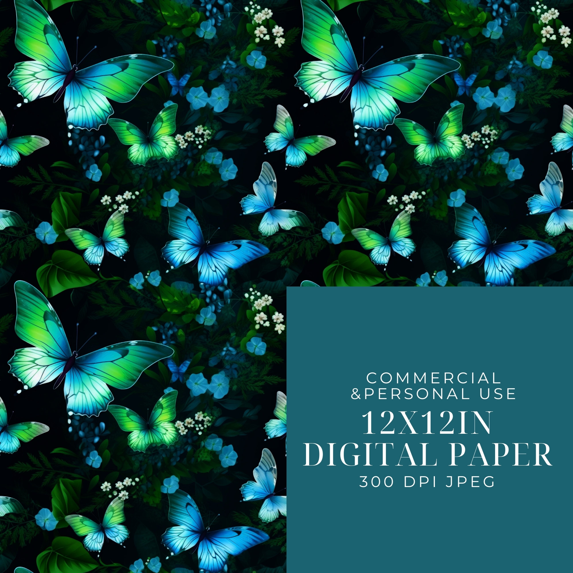 Butterfly Digital Paper Seamless Pattern Vibrant, Spring Flowers ...
