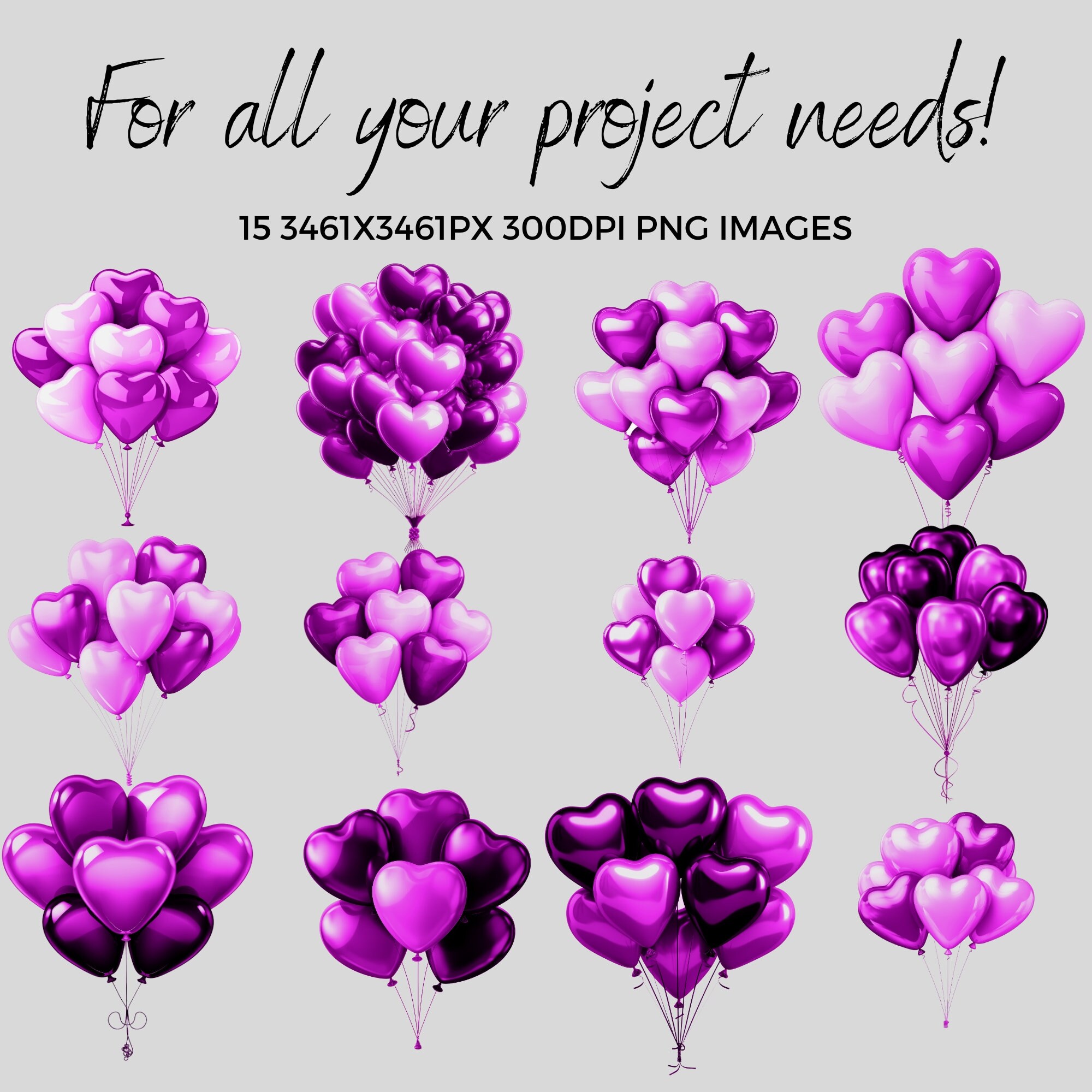 Heart Balloon Clipart Magenta-purple 300DPI Transparent Png-valentine's ...