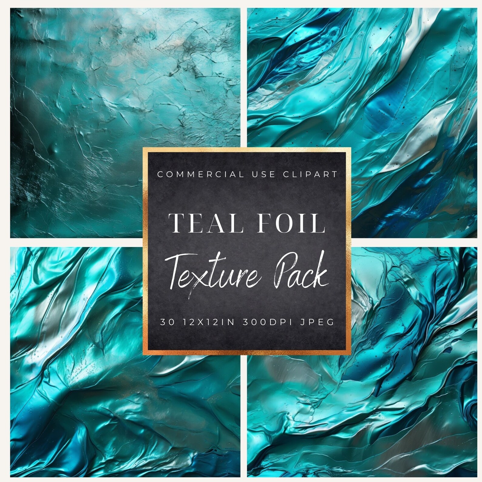 Teal Foil Texture Digital Paper Clipart-jpeg-commercial Use-12x12in ...