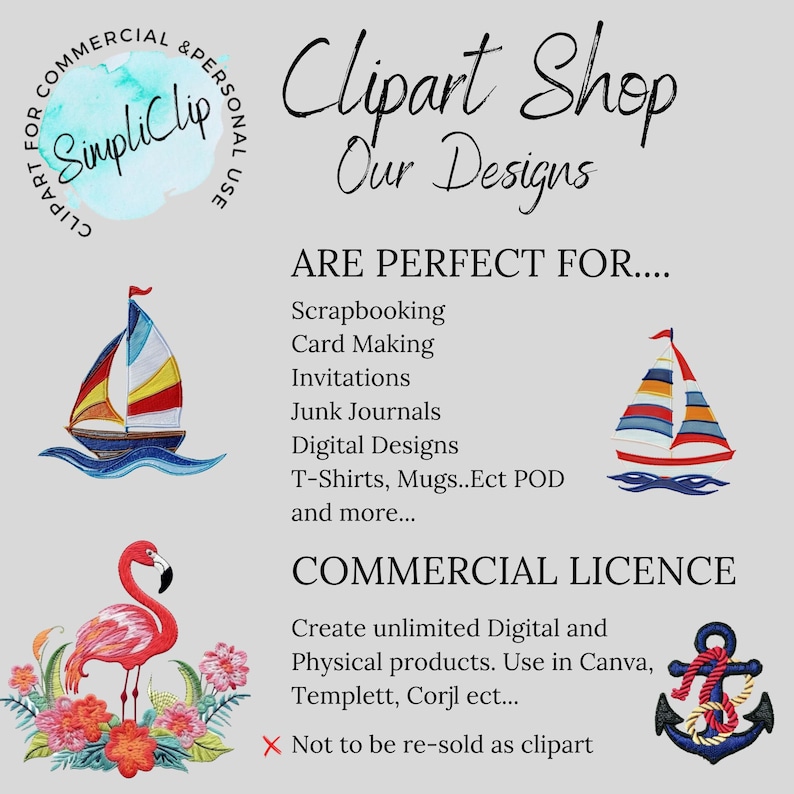 Summer Beach Embroidery Designs Clipart Craft Digital Download Sailboat ...